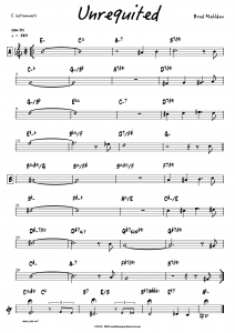 Brad Mehldau, "Unrequited" - WeSeeMusic Blog lead sheet